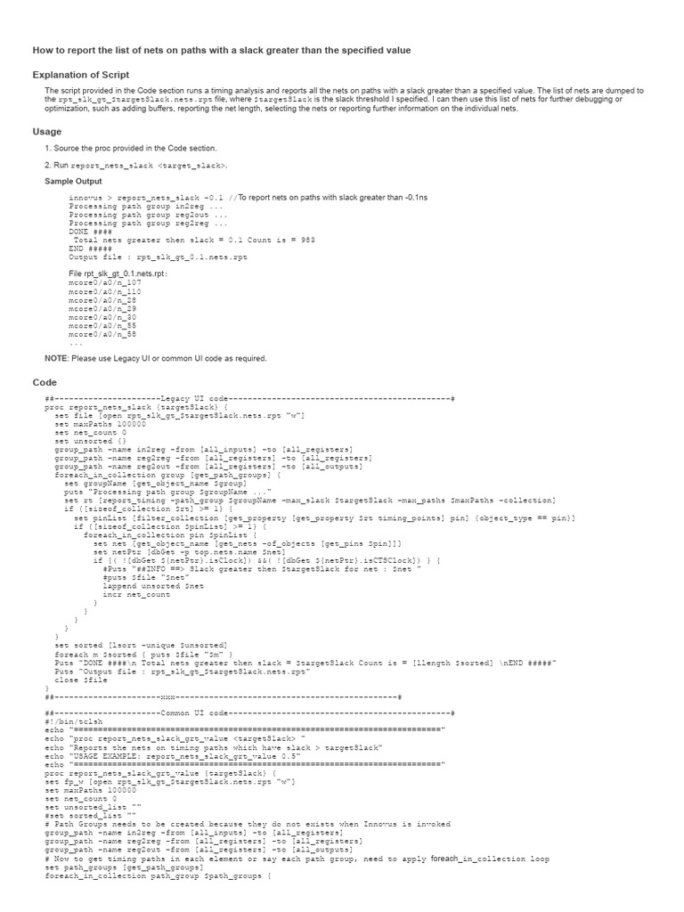 How To Report The List of Nets On Paths With A Slack Greater Than The Specified Value | PDF ...