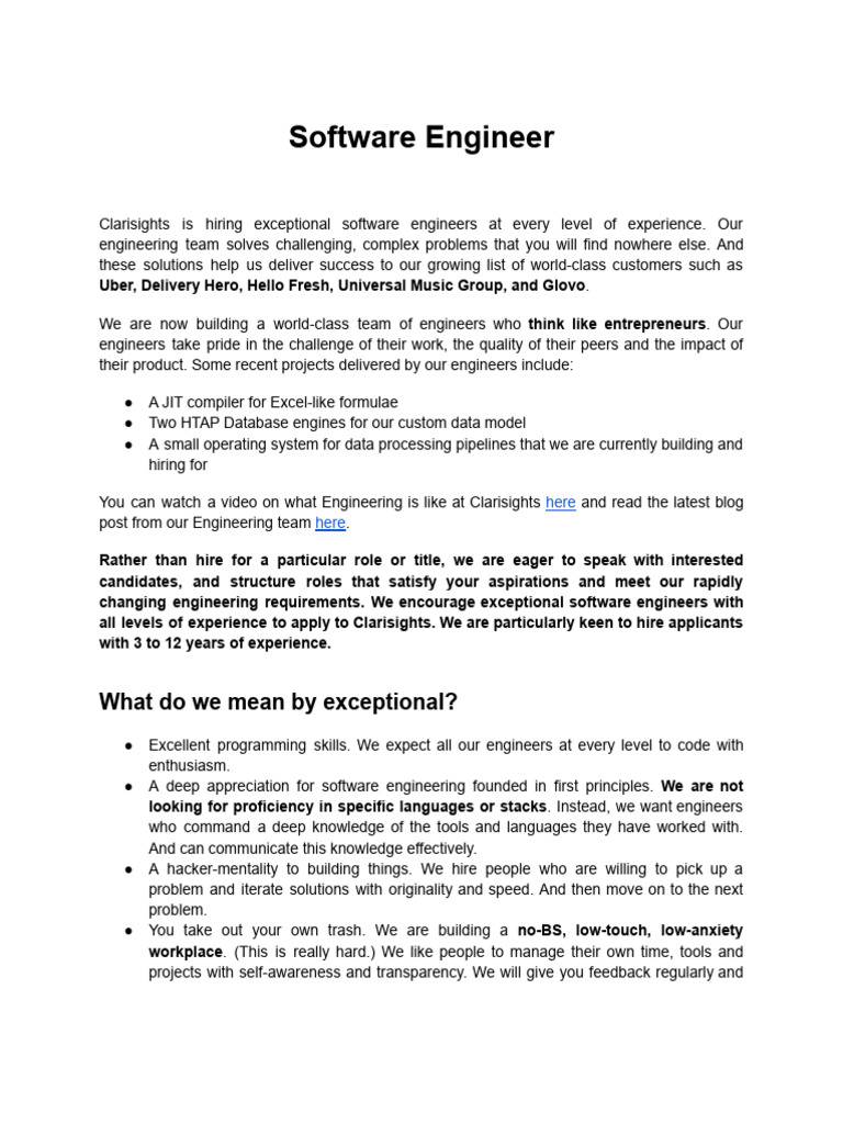 Software Engineer JD | PDF