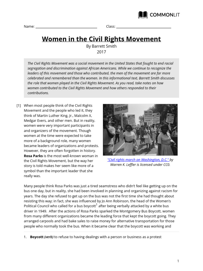 Women in The Civil Rights Movement-Student | PDF