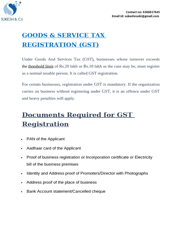 GST Registration | PDF