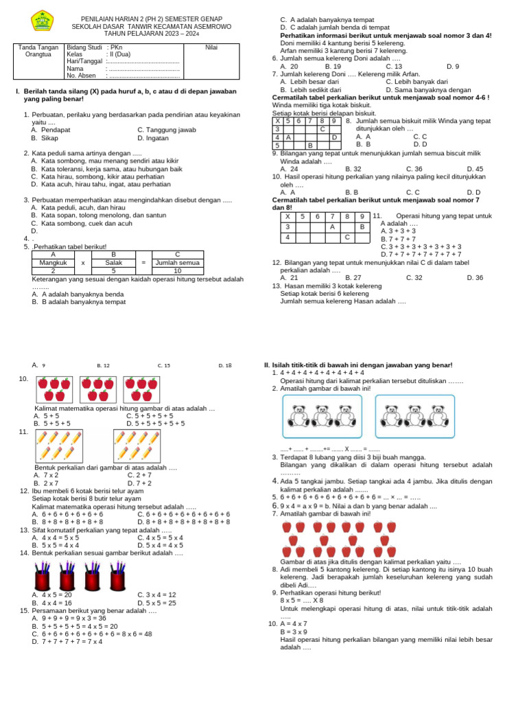 PH 2 PKN Kelas 2 Semester 2 | PDF