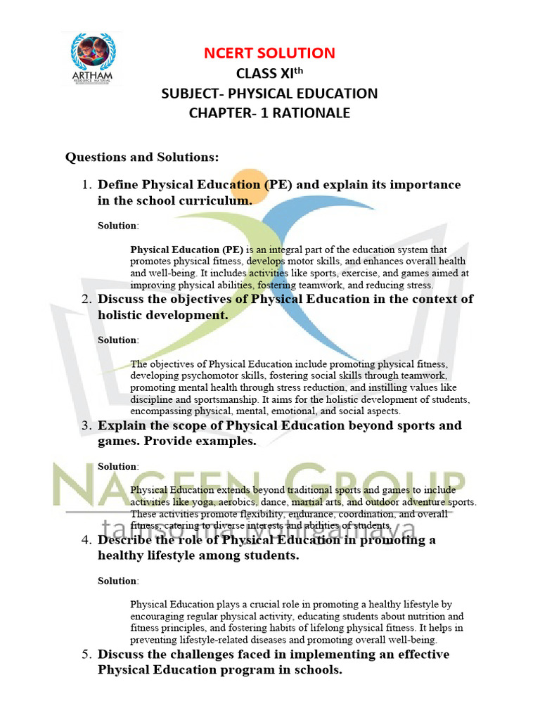 Class 11 Ncert Solution Physical Education Chap 1 | PDF