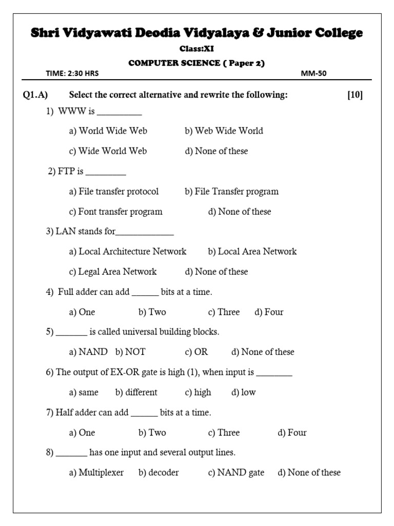 11 CS P2 Final Exam | PDF