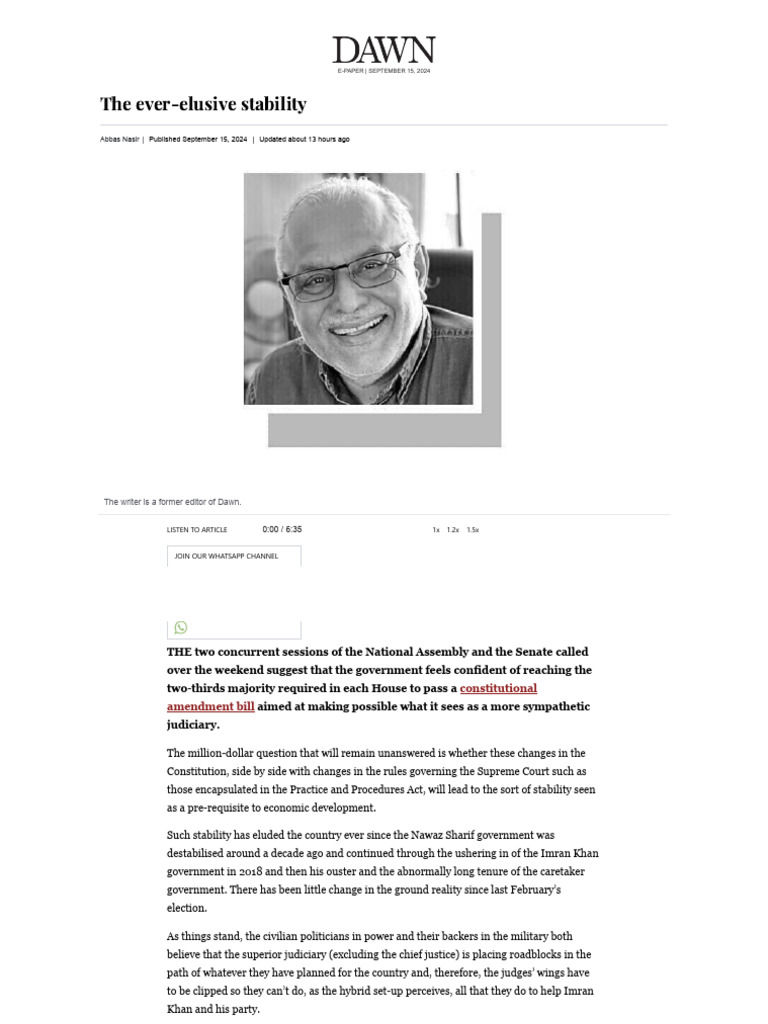 The Ever-Elusive Stability - Newspaper | PDF