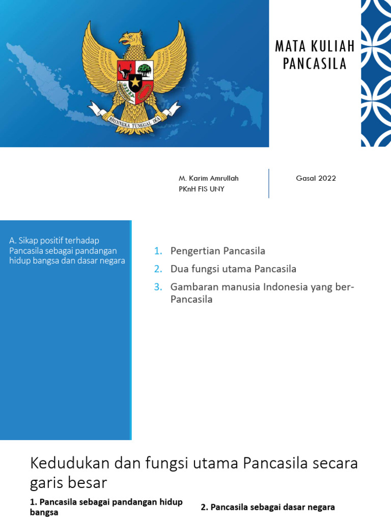 Matkul Pancasila M Karim A PKNH UNY Gasal 2022 - Compressed | PDF ...