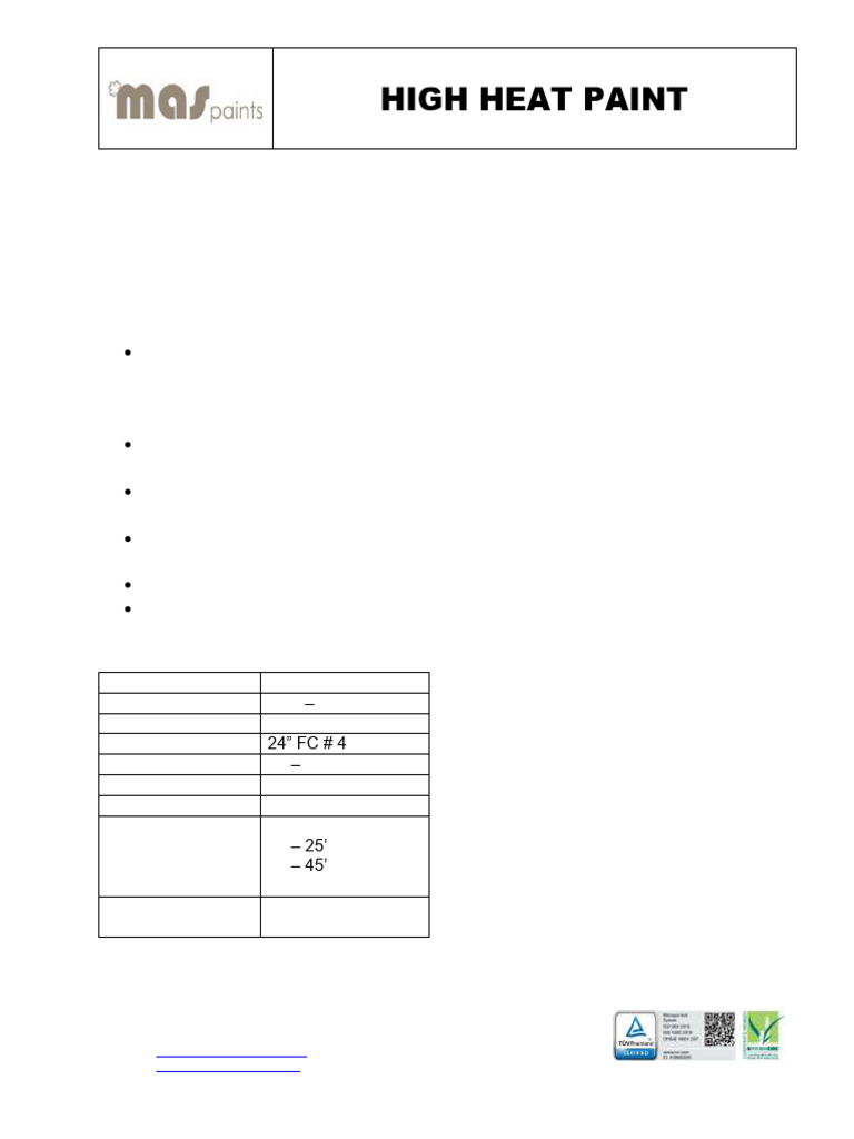 Hi Heat Paint Datasheet | PDF