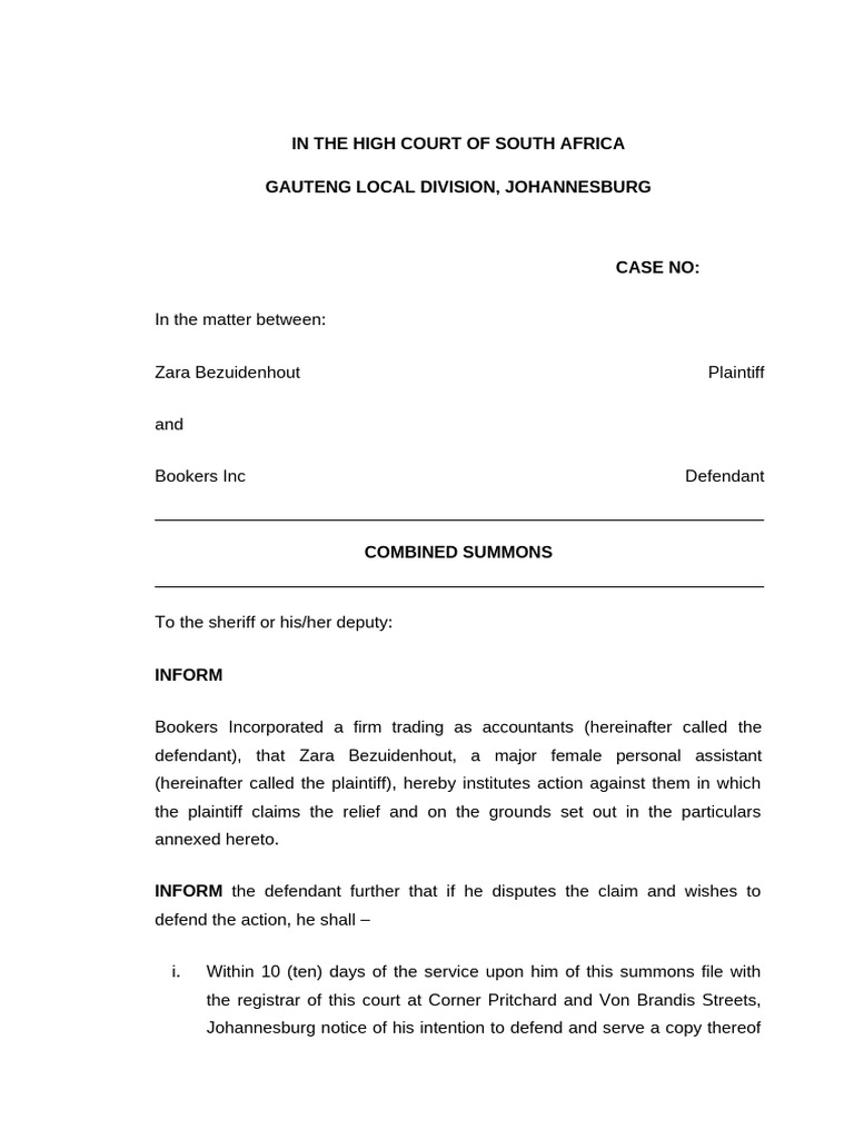 Combined Summons | PDF | Law