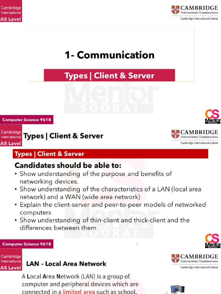 2.1 Communication-Types, Client & Server Computer Science 9618 | PDF