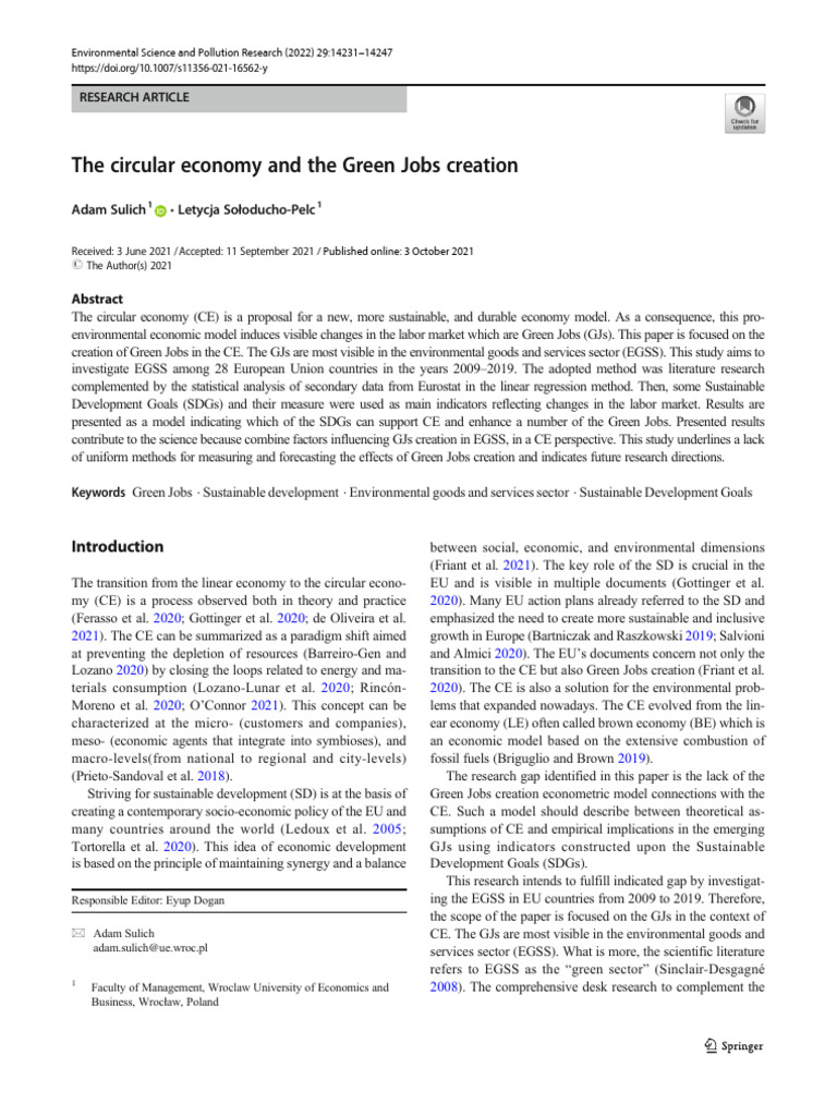 Circular Economy and jobs | PDF