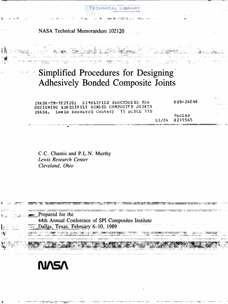 NASA-TM-102120 Simplified Procedures For Designing Adhesively Bonded Composite Joints | PDF