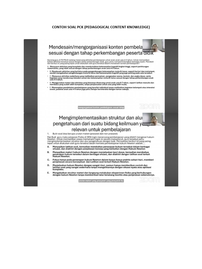 Contoh Soal PCK | PDF