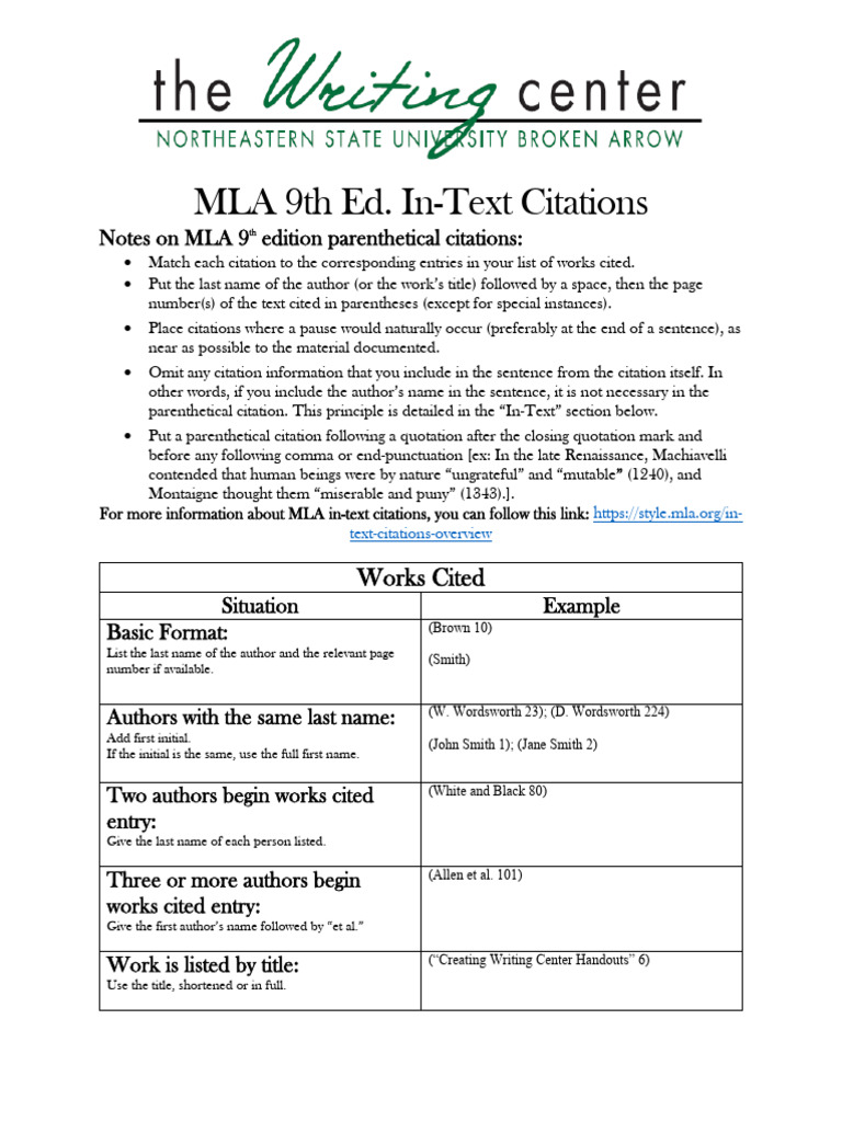 MLA-9th-Edition-In-Text-Citations | PDF
