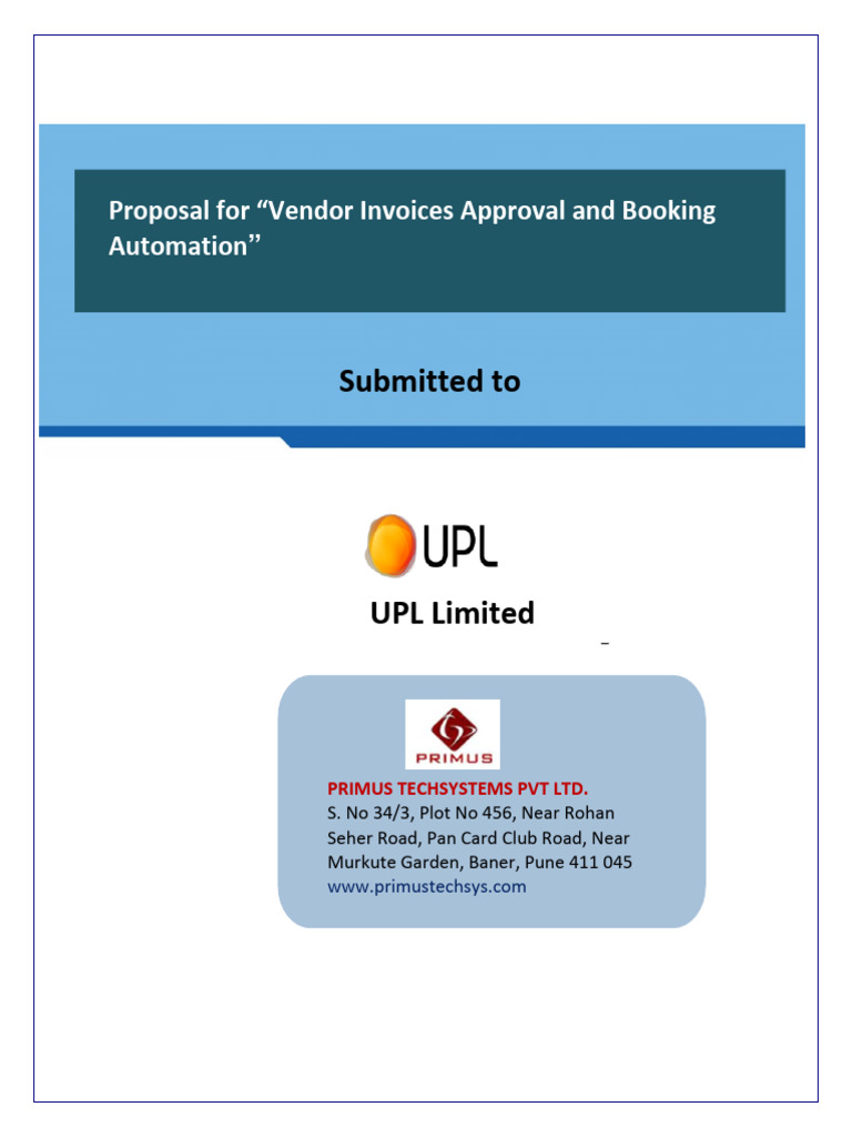 Vendor Invoices Approval and Booking Automation Proposal - UPL - v3.0. | PDF