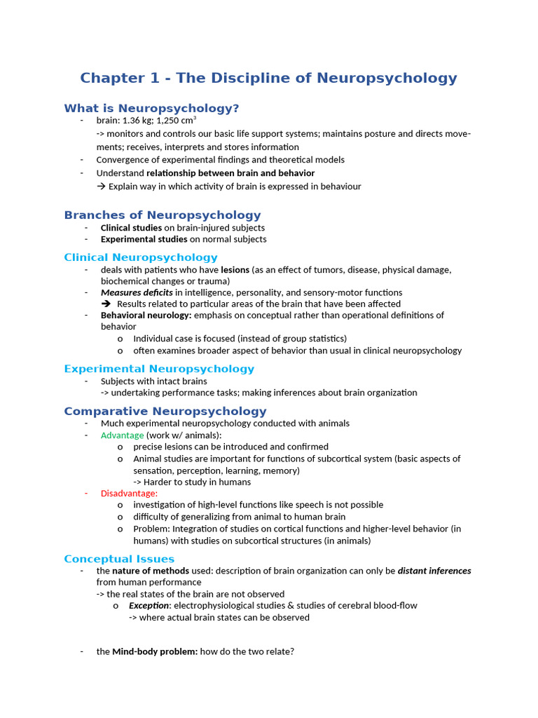 Summary Clinical Neuropsych | PDF
