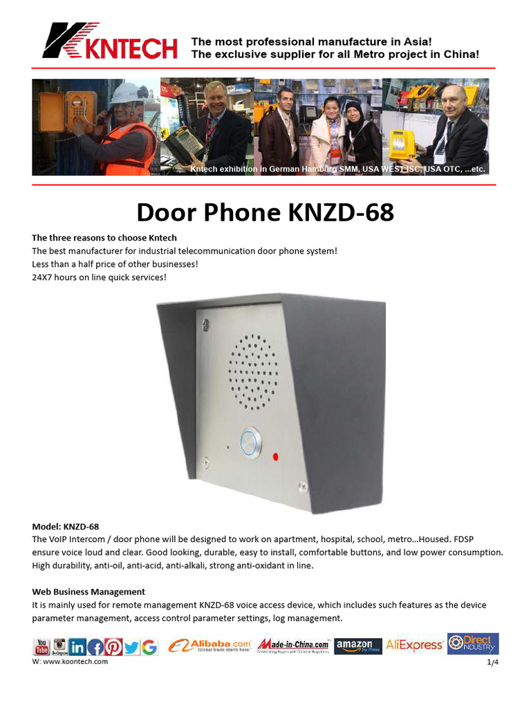 KNTech - KNZD 51 - Access - Control - Intercom Datasheet | PDF