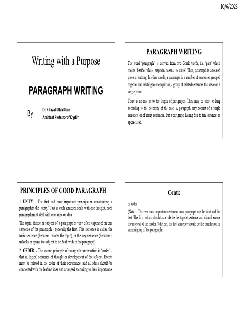 Principles of Effective Paragraph Writing | PDF | Paragraph