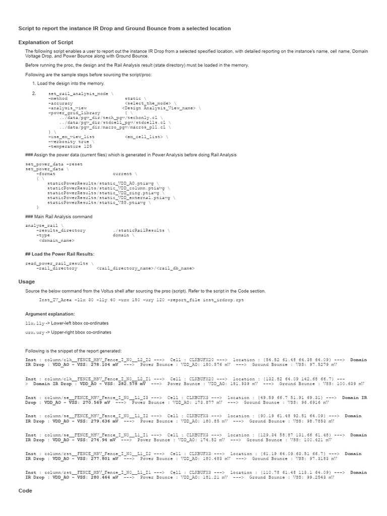 Instance IR Drop Reporting Script | PDF | Software Development ...