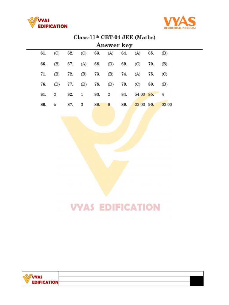Phy - 11th JEE Paper Answer Key | PDF