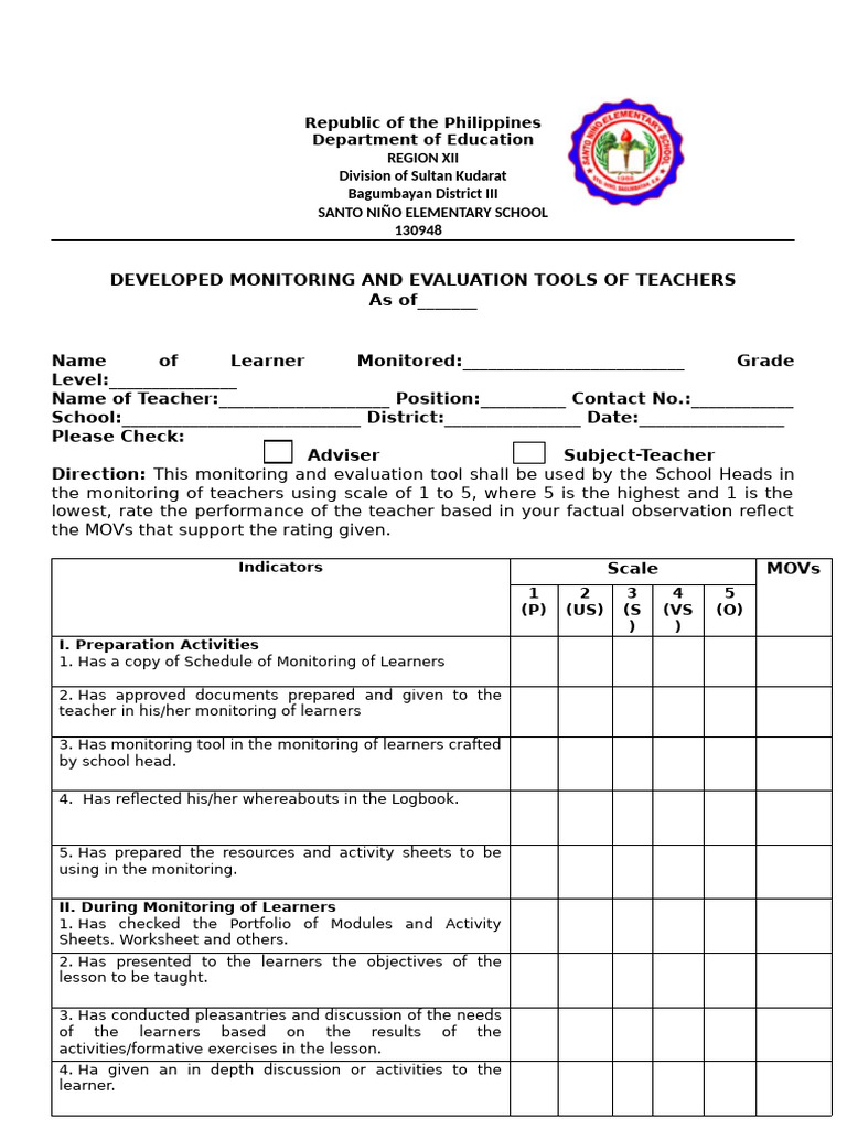 Monotoring and Evaluation Tool | PDF