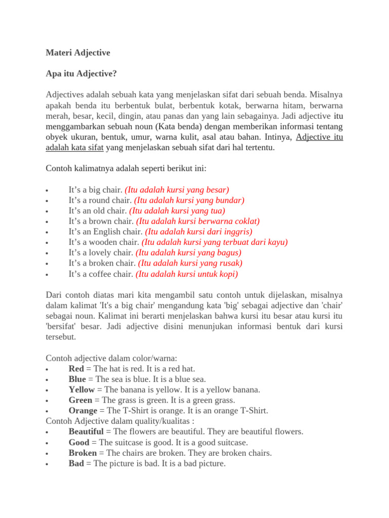 Materi Adjective | PDF