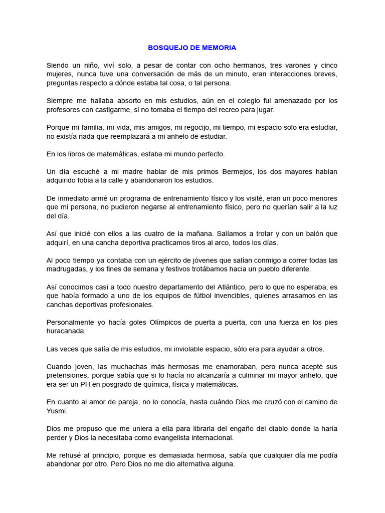 Bosquejo de Memoria | PDF