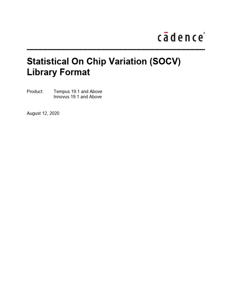Statistical On Chip Variation (SOCV) Library Format | PDF