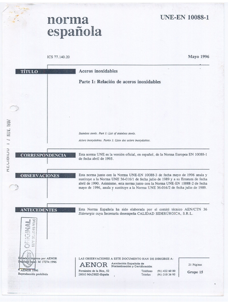 Une en 10088-1 | PDF