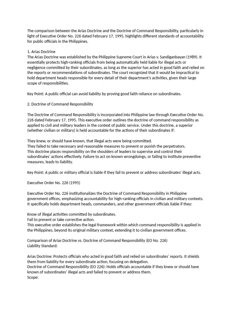 The Comparison Between The Arias Doctrine and The Doctrine of Command ...