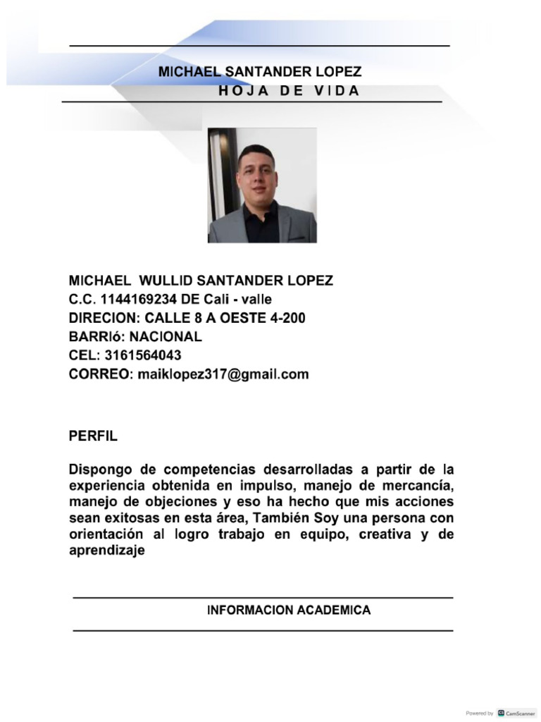 Hoja de Vida Michael Actualizada (33 | PDF