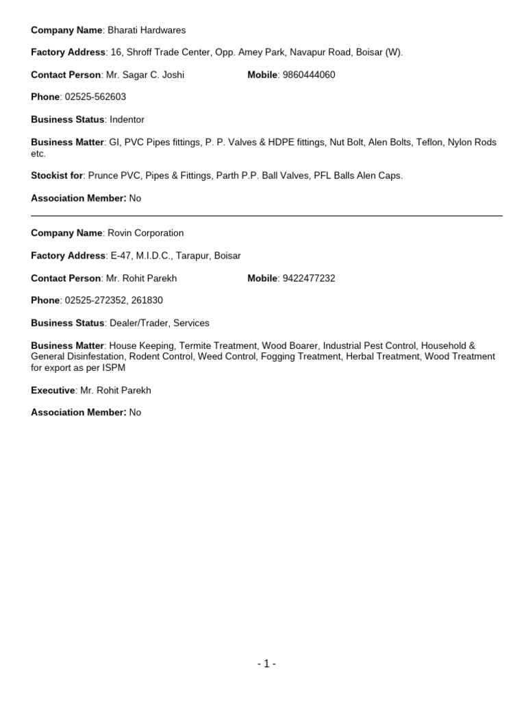 Boisar Directory Data Entry-3 | PDF