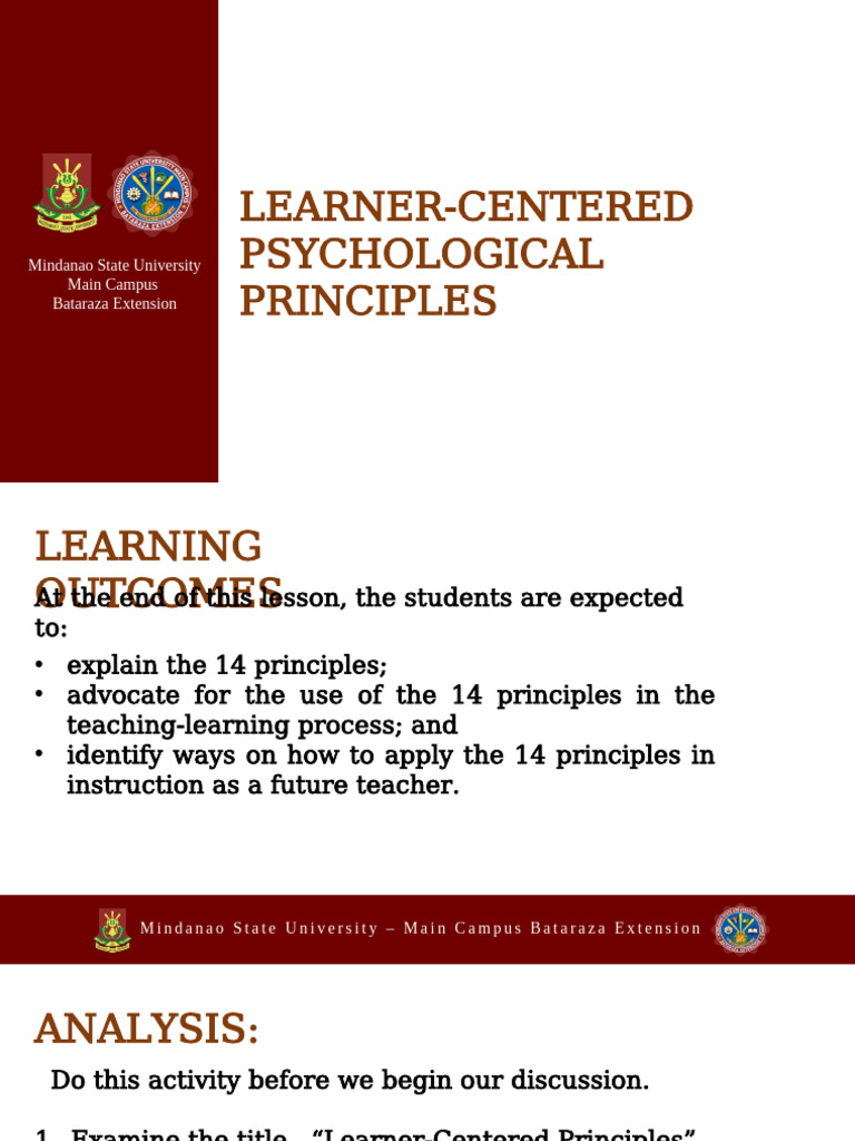 Lesson 1. Learner Centered Psychological Principles LCP | PDF