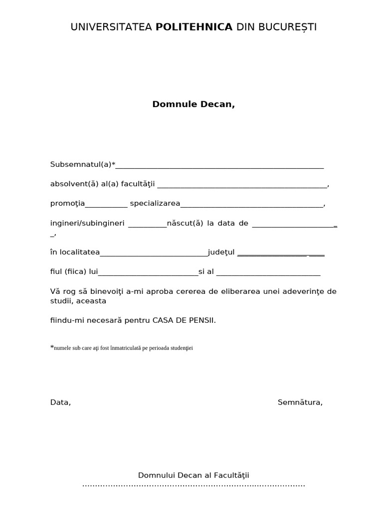 Cerere Casa de Pensii | PDF