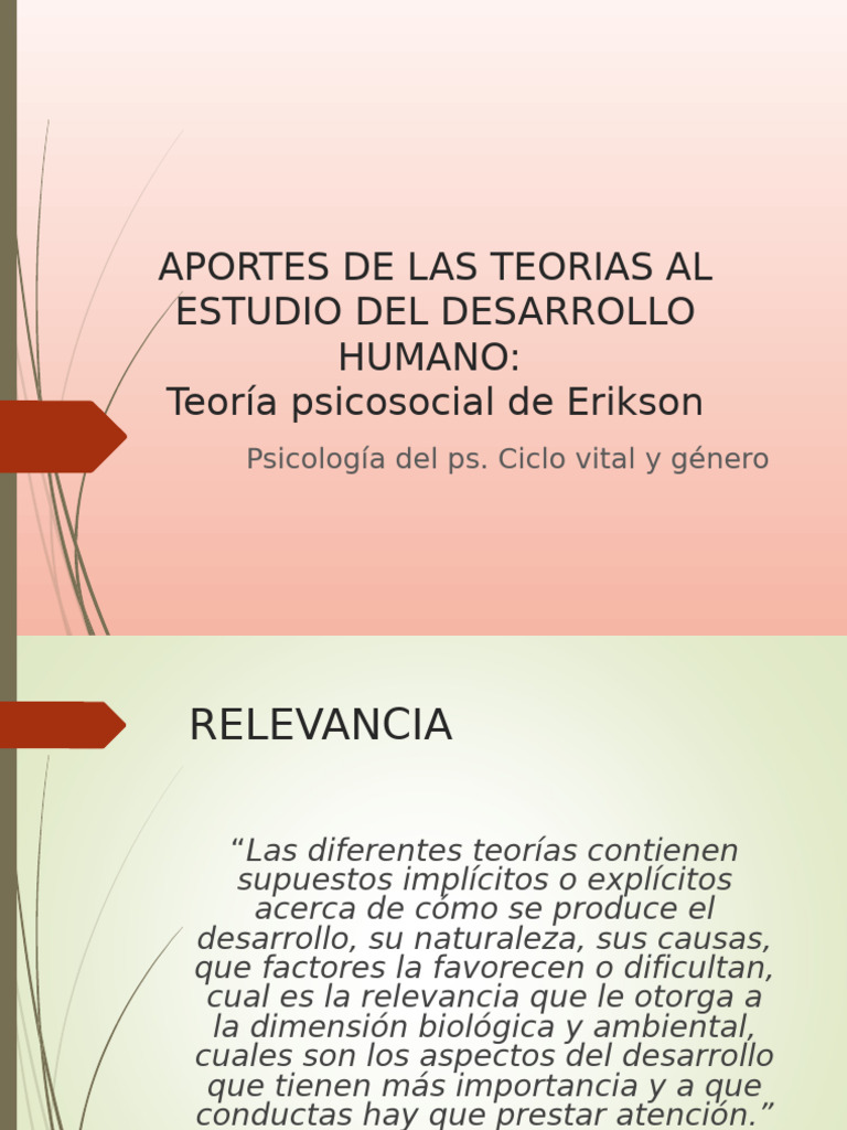 Erikson | PDF | Sicología | Relaciones personales, crianza y desarrollo personal