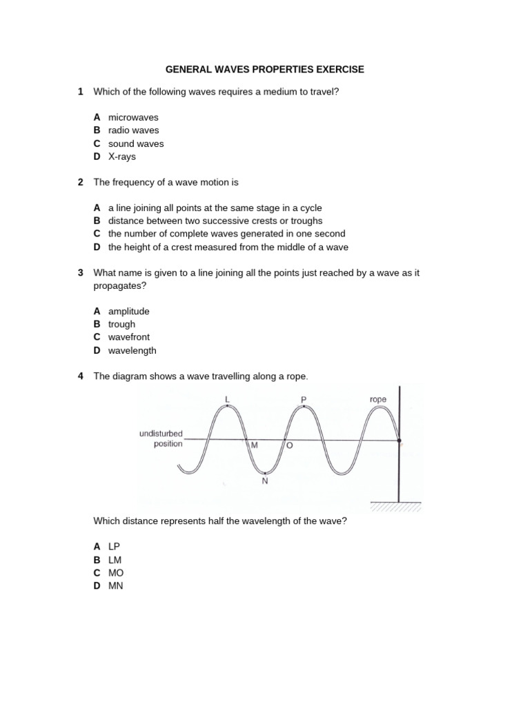 General Waves Properties Exercise | PDF