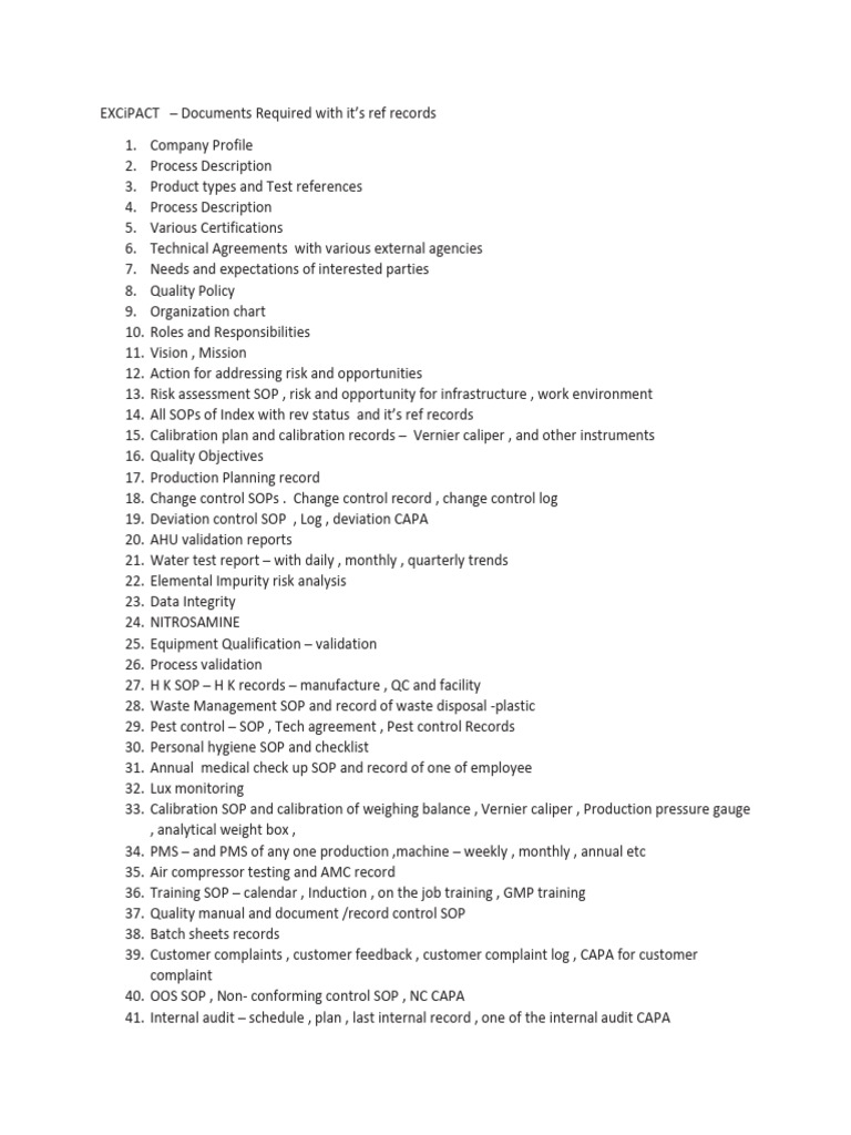 EXCiPACT Audit Documents | PDF