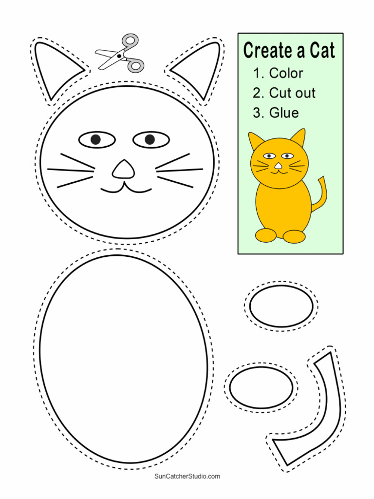 Printable Cut and Paste Worksheet Cat | PDF