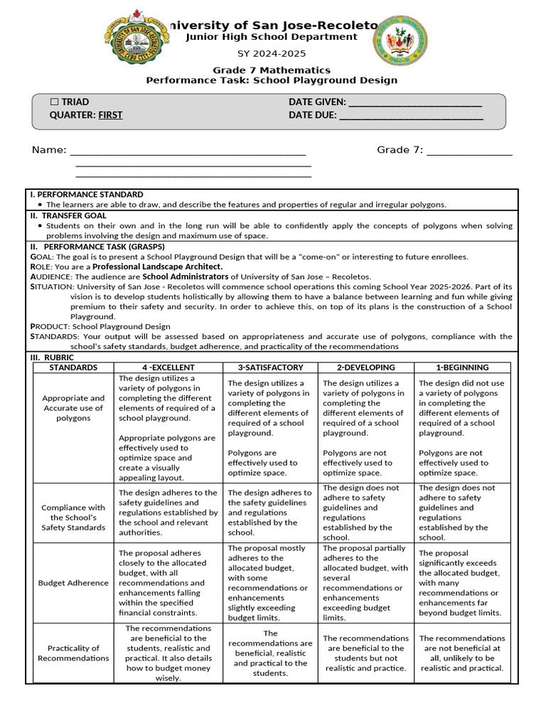 Ptask SchoolPlaygroundDesign | PDF