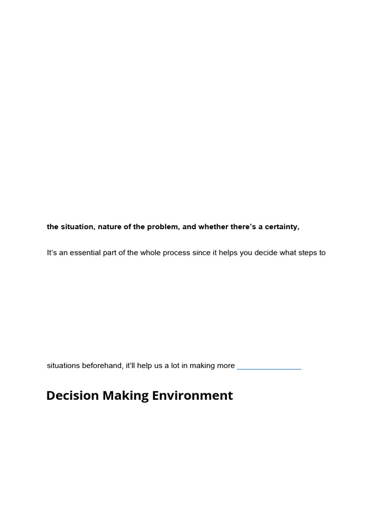 Decision Making Environment | PDF