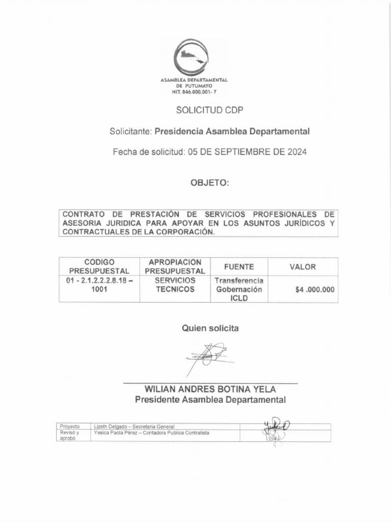 Solicitud de CDP y CDP Abogada | PDF