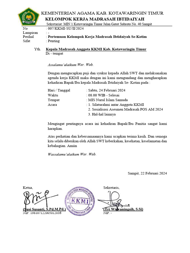 Contoh Format Undangan KKM | PDF