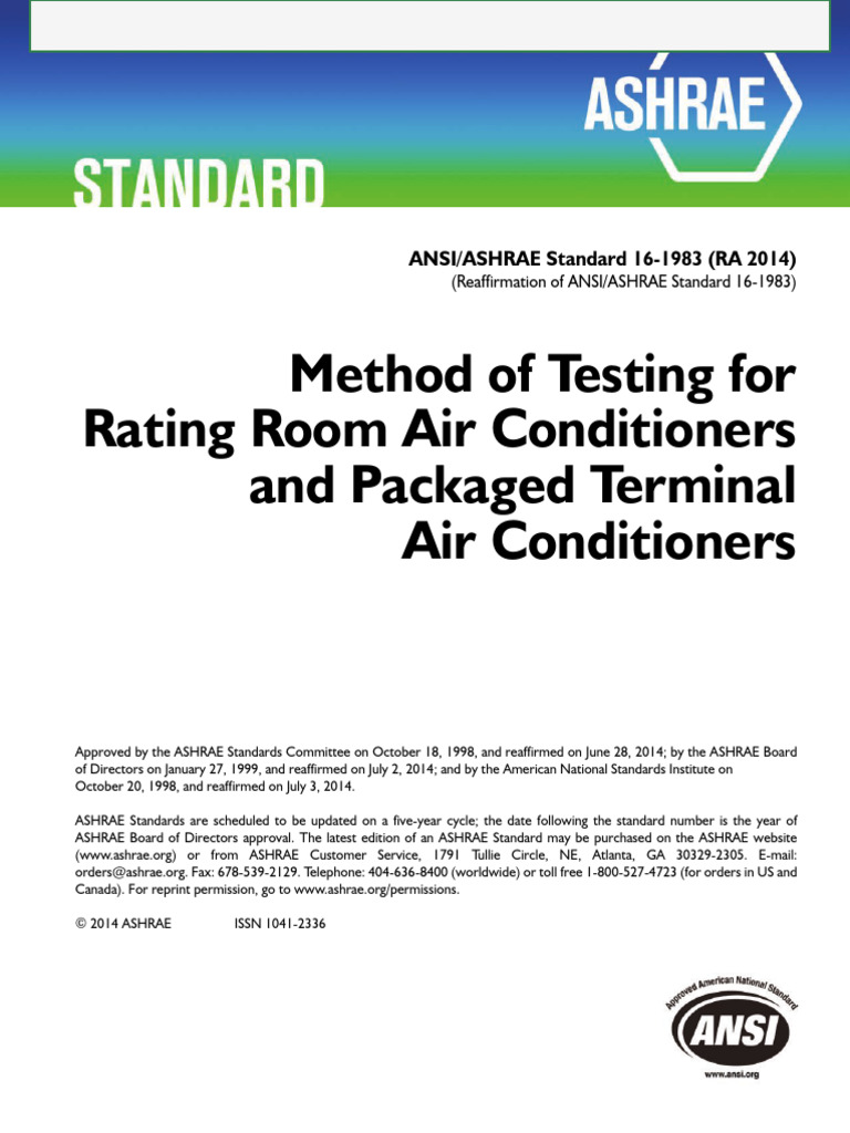 Preview ANSI+ASHRAE+Standard+16-1983+ (R2014) | PDF | Air Conditioning | Temperature