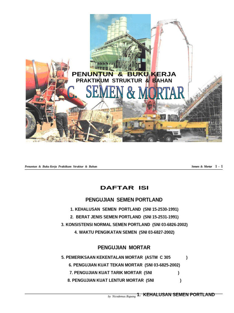 Buku Kerja Praktikum - C - Semen & Mortar - 2013 | PDF