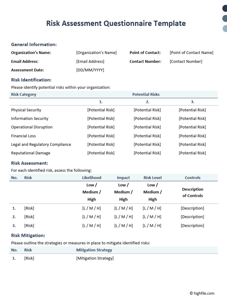 Risk Assessment Questionnaire Template PDF | PDF