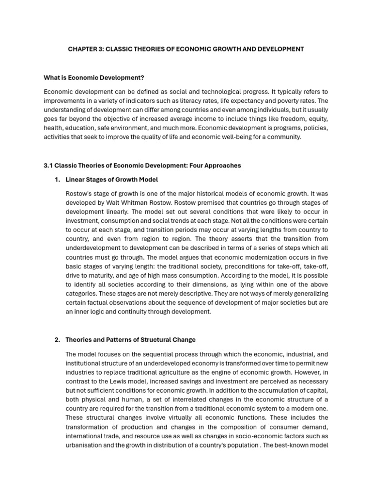 Chapter 3 Classical Theories of Economic Development and Growth | PDF