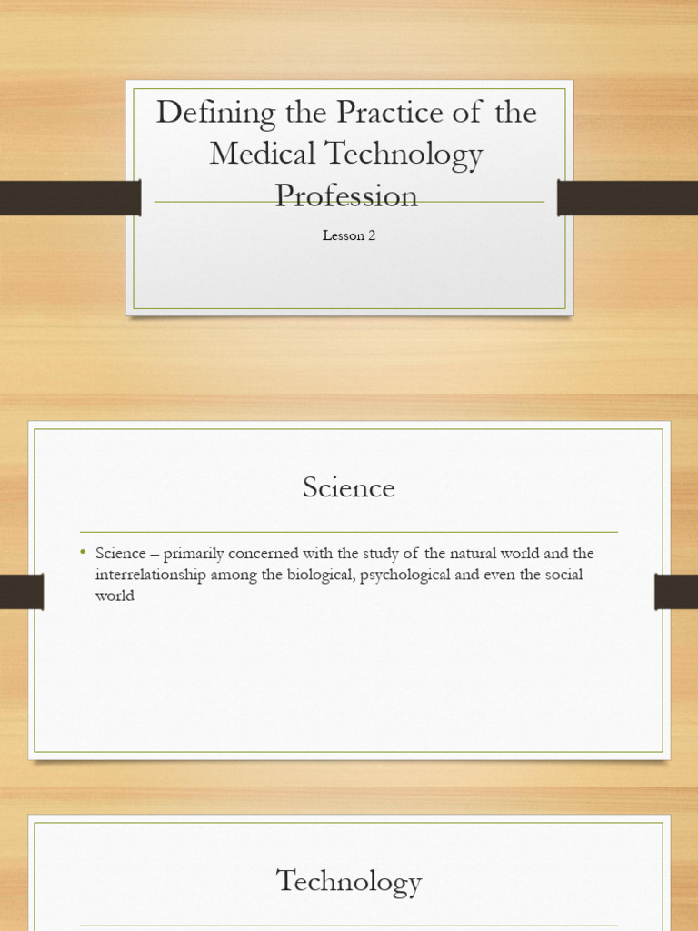 Lesson 2 Defining The Practice of The Medical Technology Profession | PDF