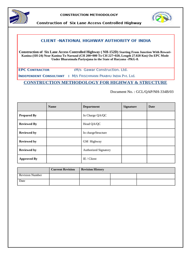 Construction Methodology - Structure & Highway (Final Submitted) | PDF ...
