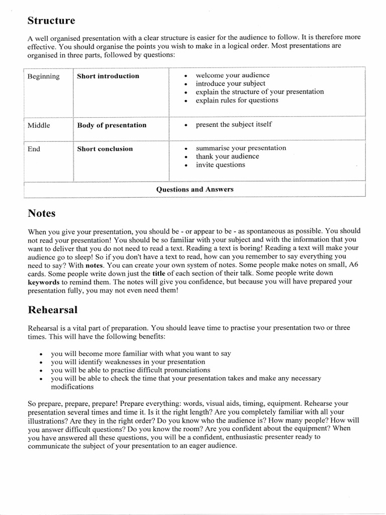 ORAL PRESENTATION STRUCTURE | PDF