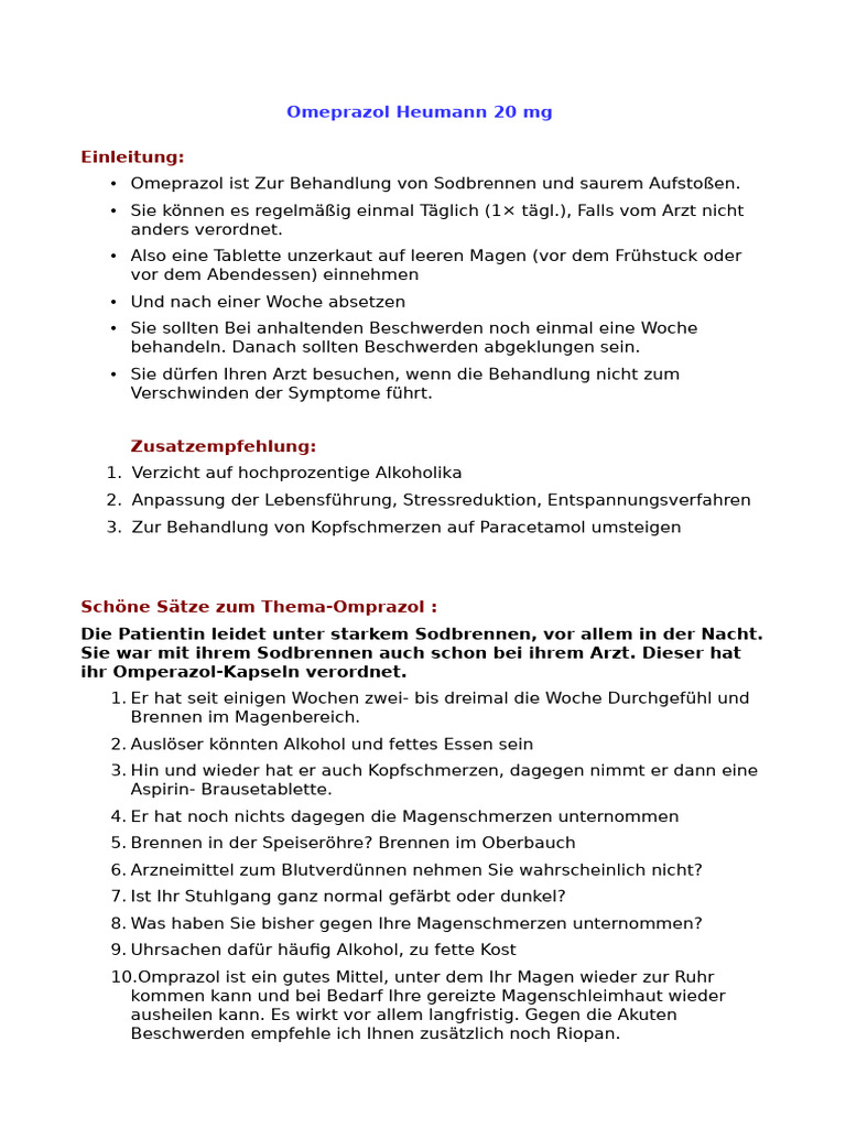 Omeprazol Heumann 20 MG | PDF