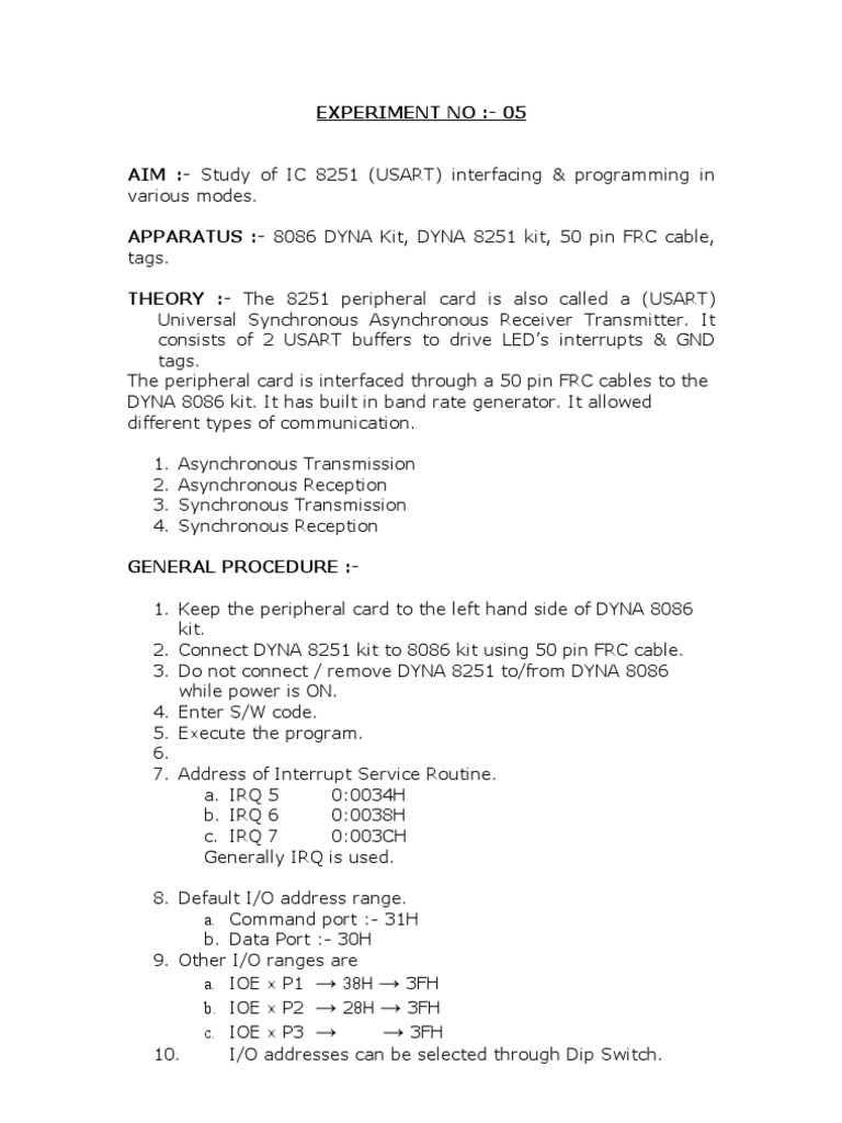 IC 8251 USART Programming Guide | PDF | Areas Of Computer Science | Computing