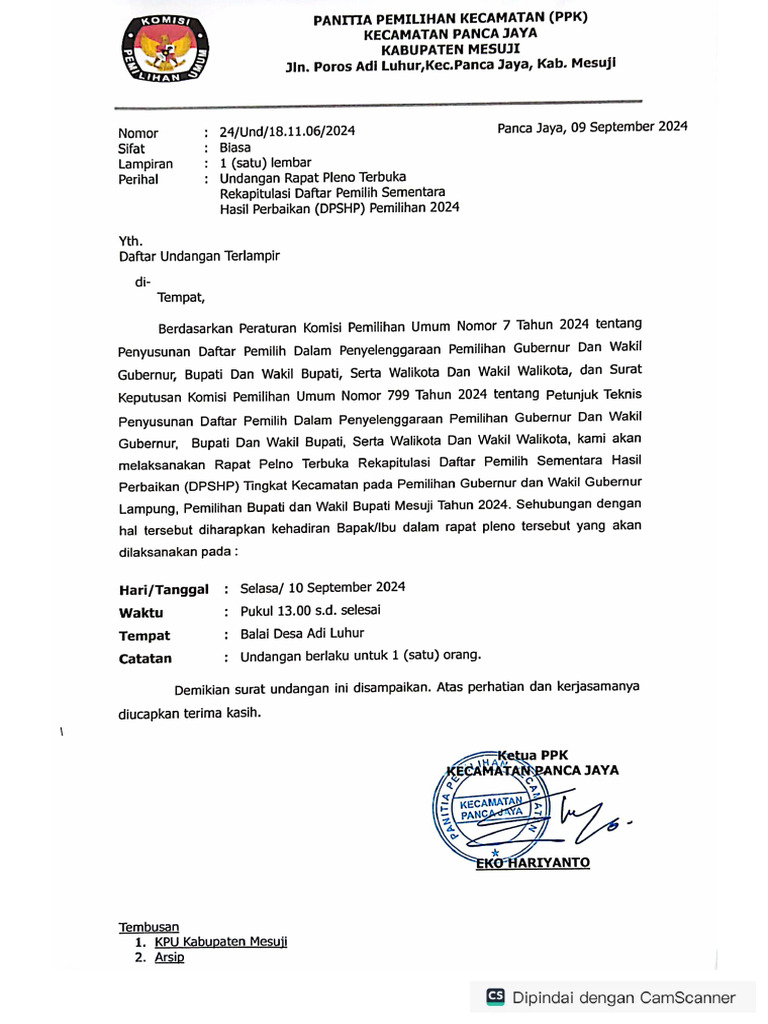 CONTOH UNDANGAN PLENO PPK DPSHP | PDF